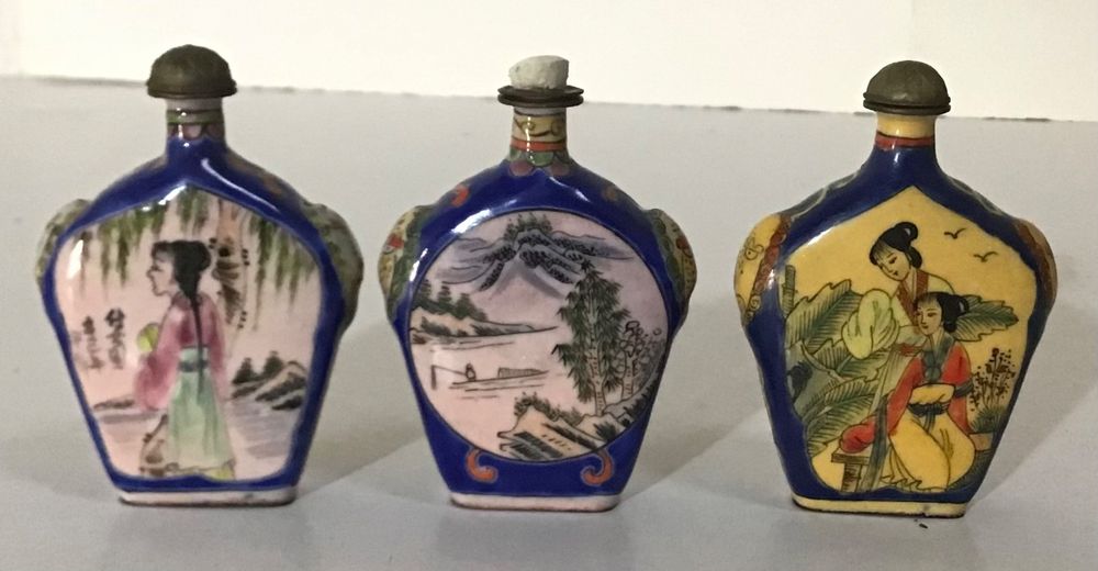 3x Asiatische Closone Snuff Bottle mit Malereien (Gebraucht) in Root ...