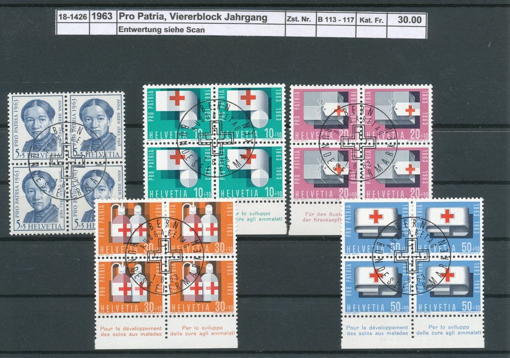 1963 Pro Patria Viererblockjahrgang, ET - Stempel | Kaufen auf Ricardo