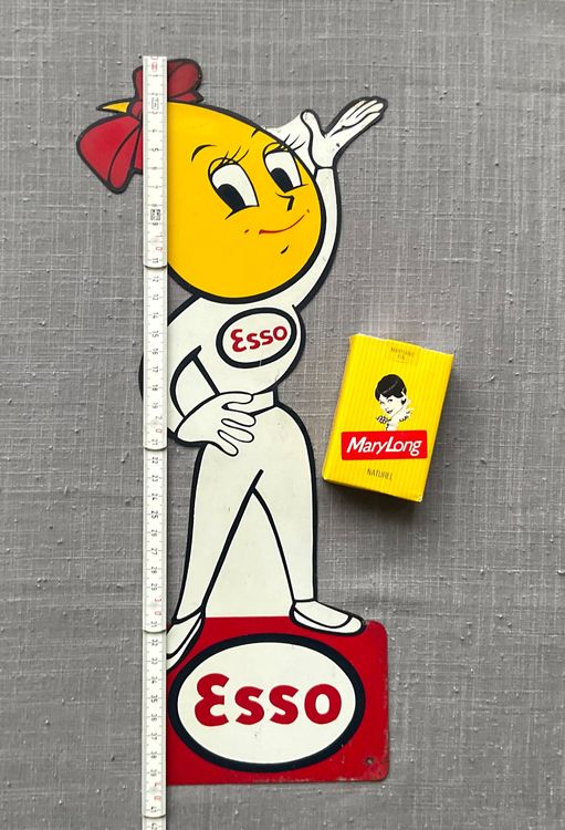 🔴 vintage ESSO Oil Drop Girl Pin-Up Blechschild, 60er Jahre (Gebraucht ...