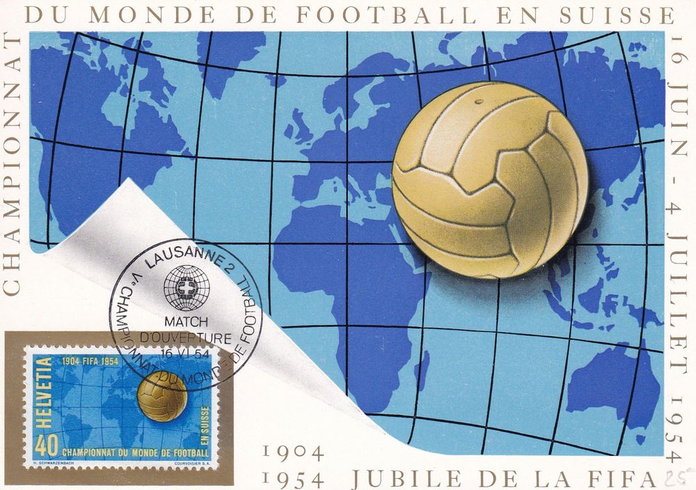 Fussballl WM 1954 Maximumkarte Overture Match gest.16.VI.54 (Gebraucht ...