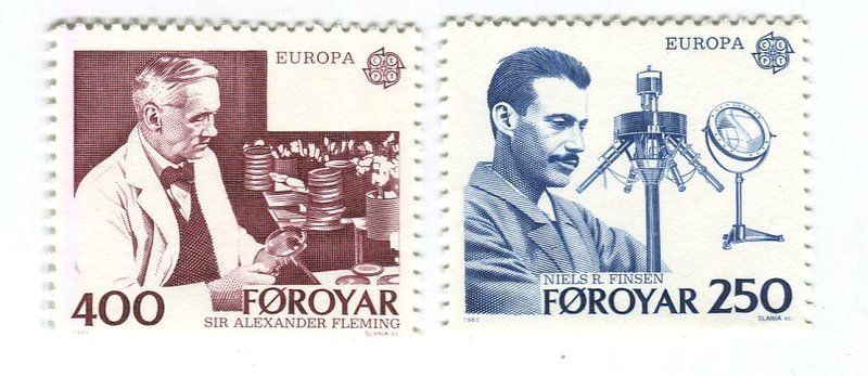 Briefmarken "Alexander Fleming, Niels Ryberg Finsen". Färöer (Neu und ...