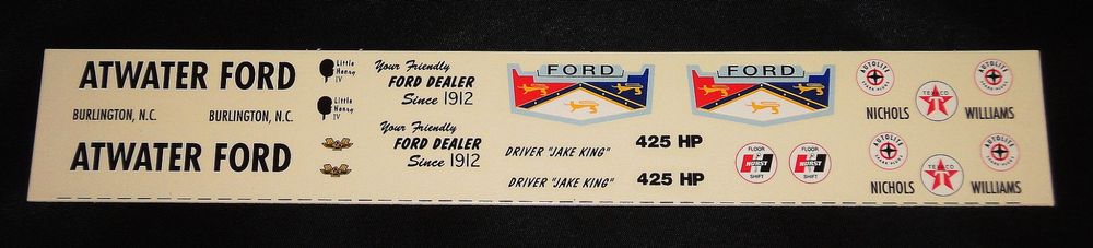 J. KING ATWATER FORD '64 THUNDERBOLT SUPER STOCK DECALS 1:25 | Kaufen ...