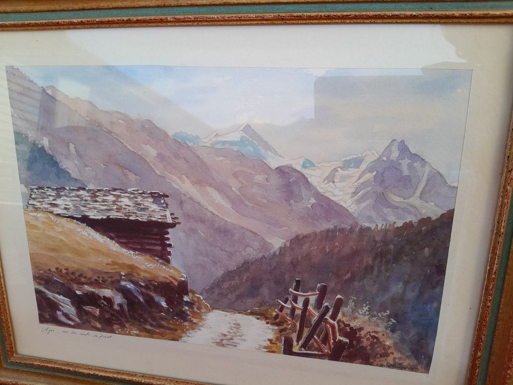 Aquarelle J.Von Bűren,Ayer sur la route zinal (Gebraucht) in Sierre für CHF 21 – mit Lieferung ...