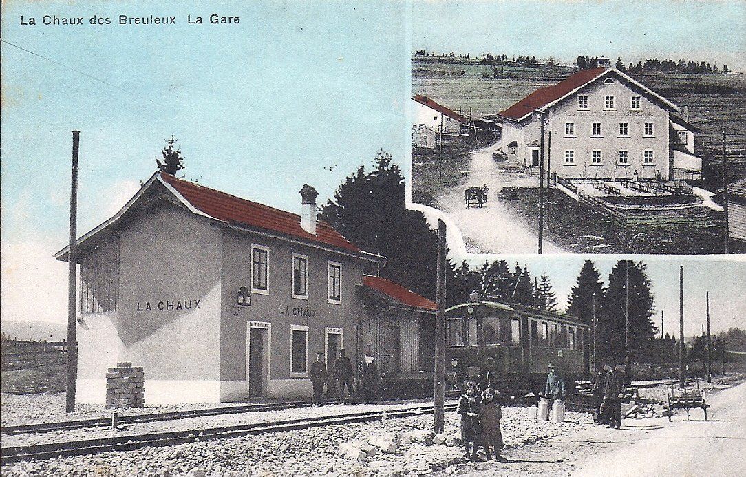 LA CHAUX - des - BREULEUX, train en gare et le restaurant (Gebraucht ...