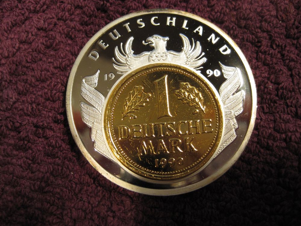 Deutschland 1 Mark 1990 G vergoldet mit Medaille (Gebraucht) in ...