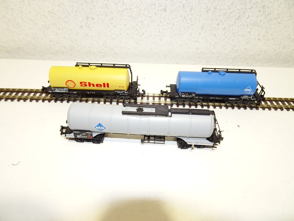 3 Minitrix Güterwagen Kesselwagen Aral Shell Spur N | Kaufen auf Ricardo