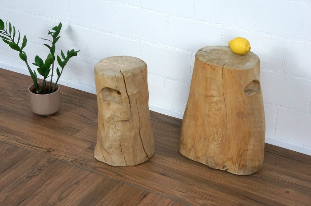 Vintage Baumstamm Beistelltische Hocker Naturholz, 2 Stück (Gebraucht ...