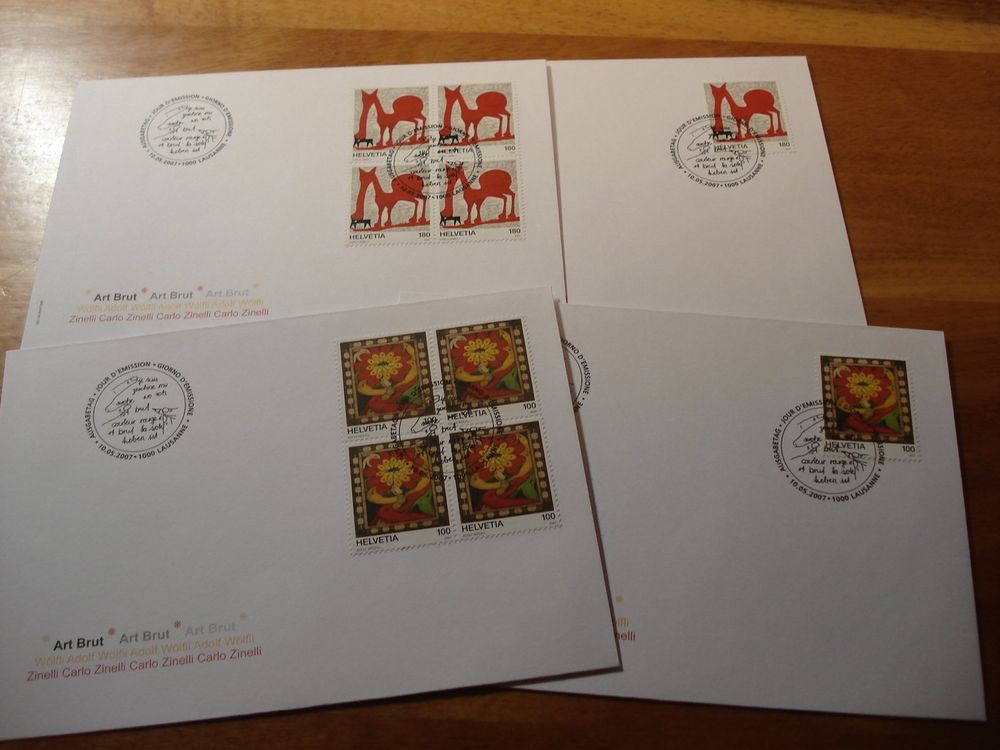 FDC 2007, Satz Art Brut, Einzel + 4erblock, 4 Belege (Gebraucht) in ...