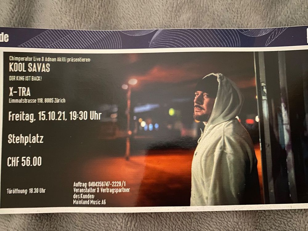 Kool Savas Tickets Zürich | Kaufen auf Ricardo