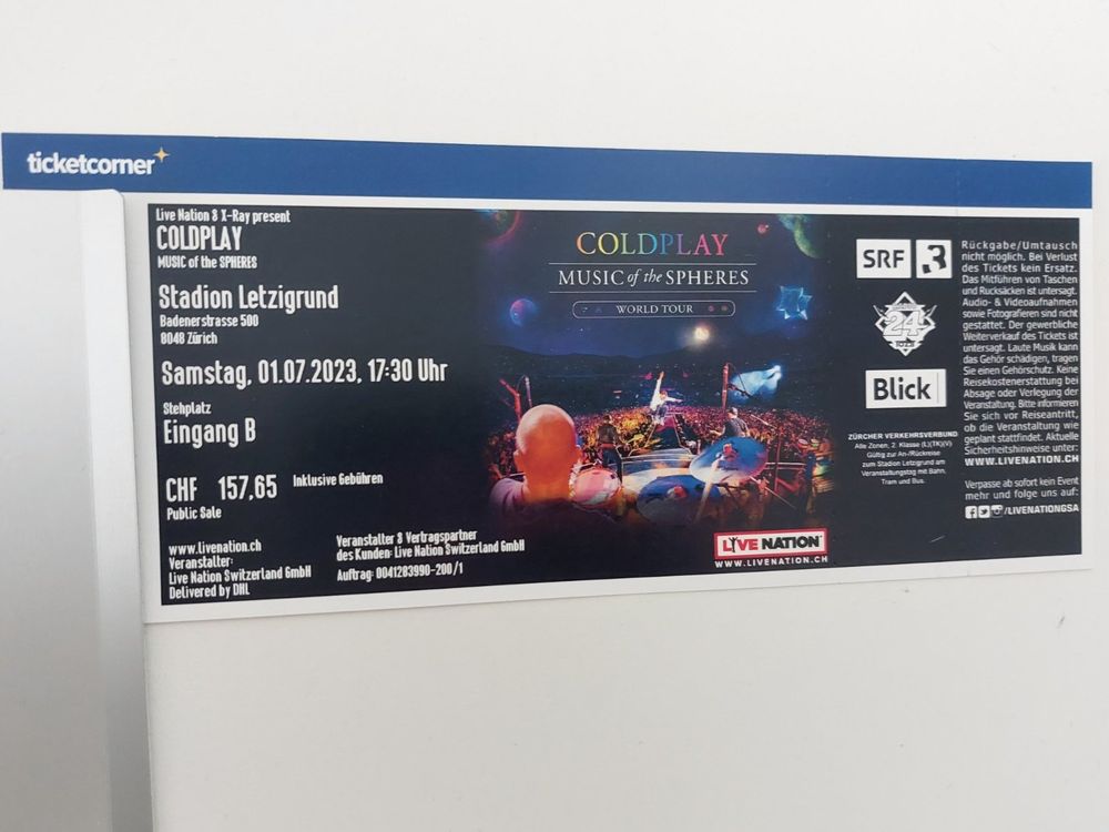 Coldplay Ticket 01.07.2023 Stehplatz | Kaufen auf Ricardo Coldplay Ticket 01.07.2023 Stehplatz | Kaufen auf Ricardo