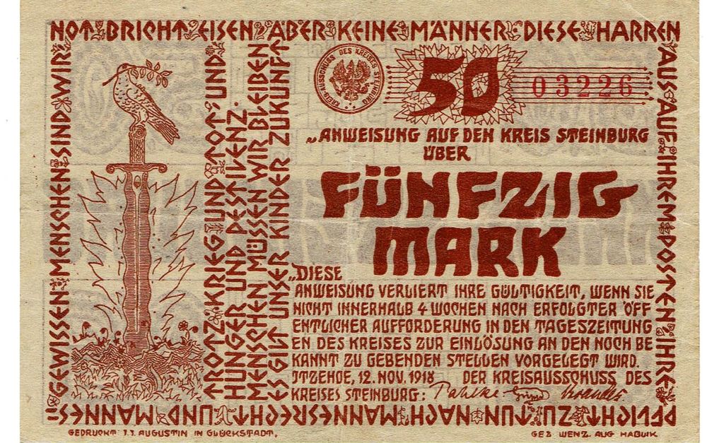 Steinburg 50 Mark 12.11.1918 VZ-VZ+ (Gebraucht) in Steffisburg für CHF ...