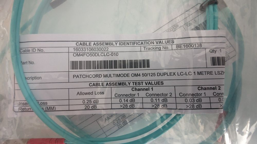 2x Stück Glasfaserkabel OM4 50/125 Duplex LC-LC 1 Meter (Neu und ...