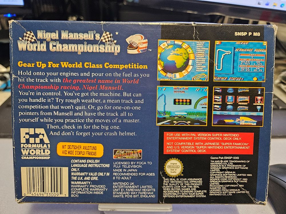 Nigel Mansell's World Championship - Super Nintendo 🏎️🏁 (Gebraucht) in ...