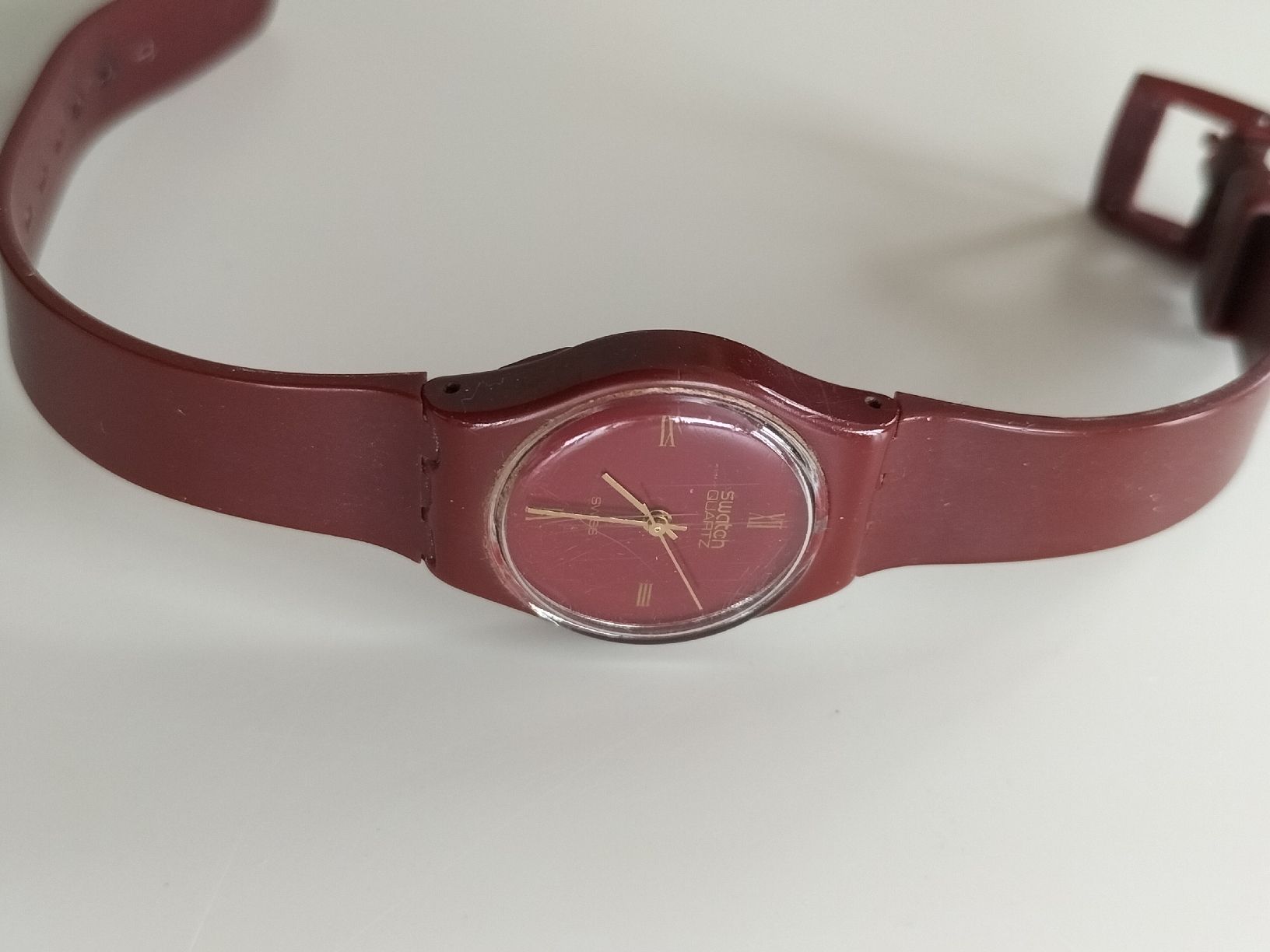SWATCH Uhr LR 100 von 1983 !! bordeau-rot selten / rare !! (Gebraucht ...