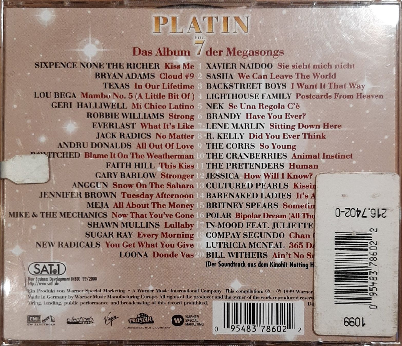 Platin Vol.7 - Album der Megastars, 2CD Hit Sampler 1999 (Gebraucht) in ...