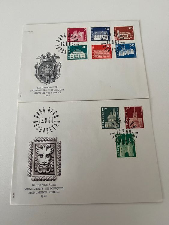 2 FDC's Baudenkmäler Schweiz 1968 (Gebraucht) in Allschwil für CHF 0.5 – mit Lieferung auf ...