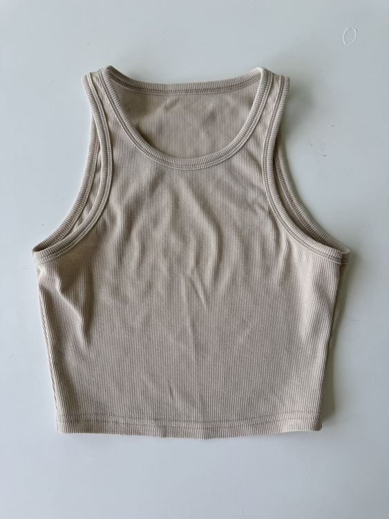 Beige Ribbed Crop Top | Kaufen auf Ricardo