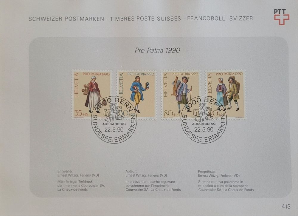PTT Sammelblatt Nr 413 Pro Patria (Gebraucht) in Biel/Bienne für CHF 1 – mit Lieferung auf ...