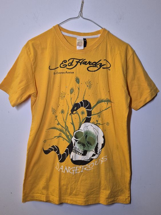 Vintage Ed Hardy tee logo rare,size M yellow skull logo (Gebraucht) in ...