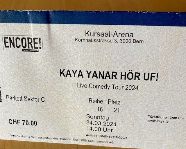 Ticket für Kaya Yanar (Gebraucht) in Zollbrück für CHF 75 – mit ...