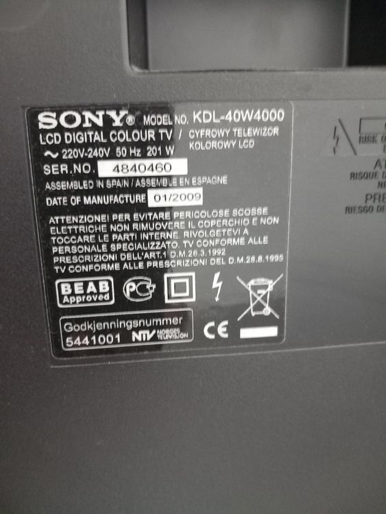 Sony Bravia KDL-40W 4000 40" LCD Digital Colour TV (Gebraucht) in ...