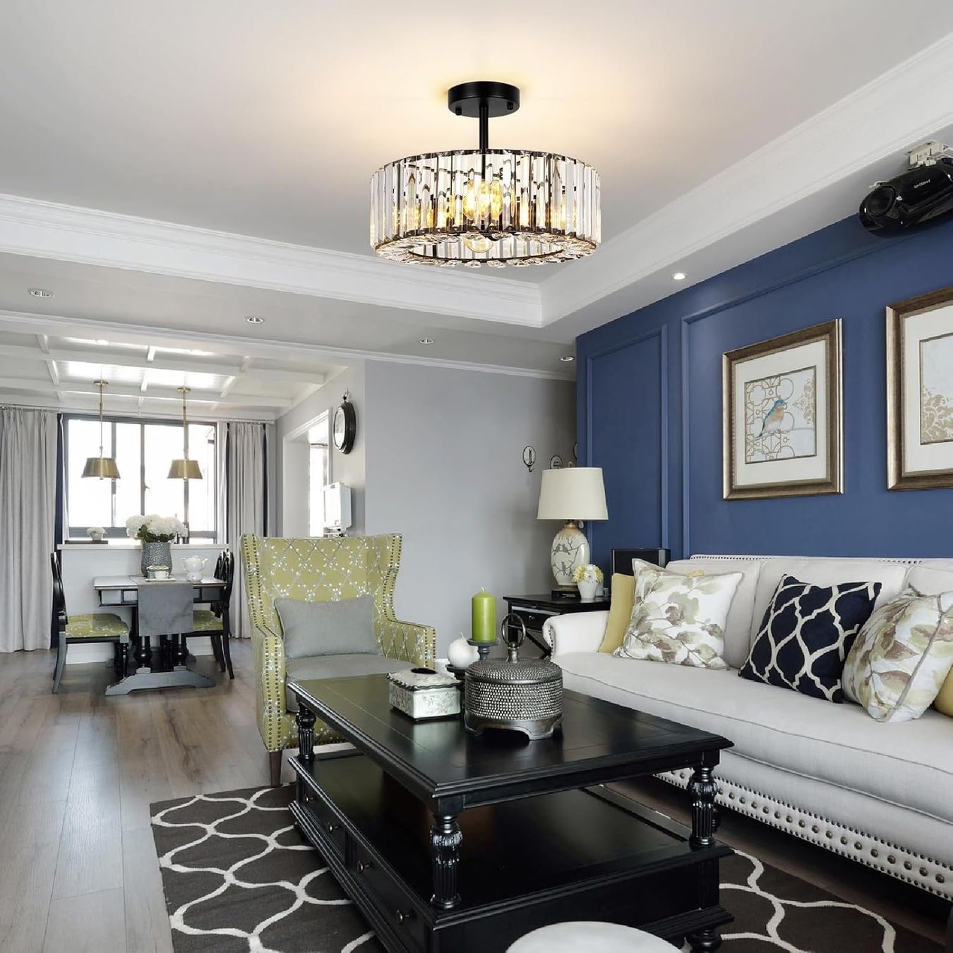 Deckenlampe Deckenleuchte Kristalllampe 4‑flammig Ø37cm (Neu und ...