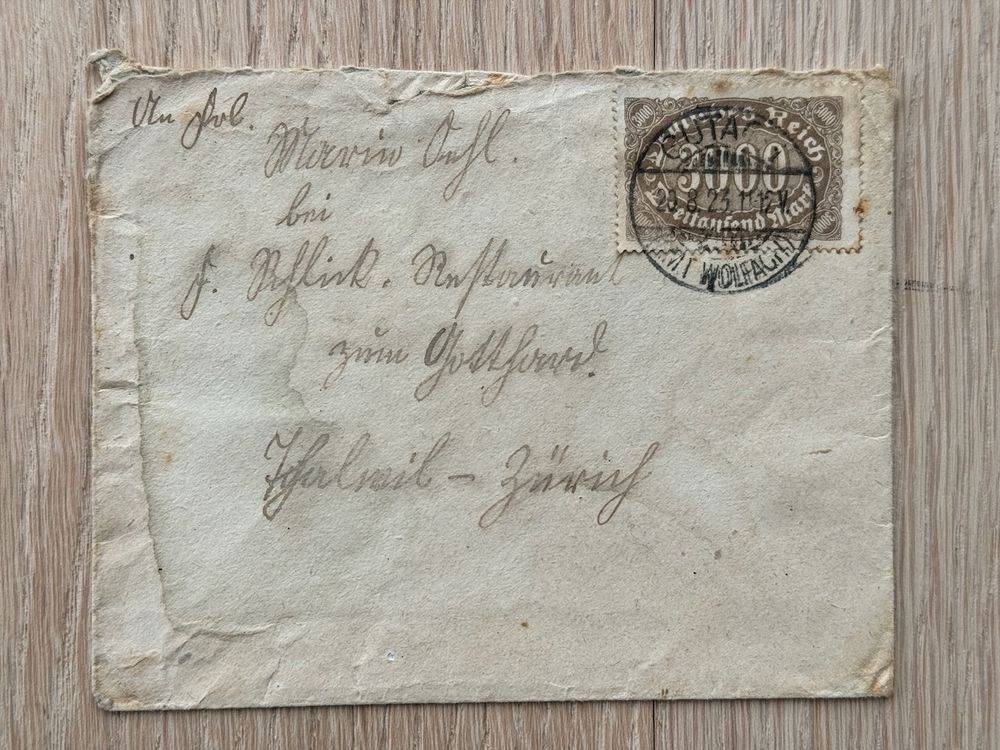 Antiker Brief des Deutschen Reiches nach Thalwil 1923 (Gebraucht) in ...