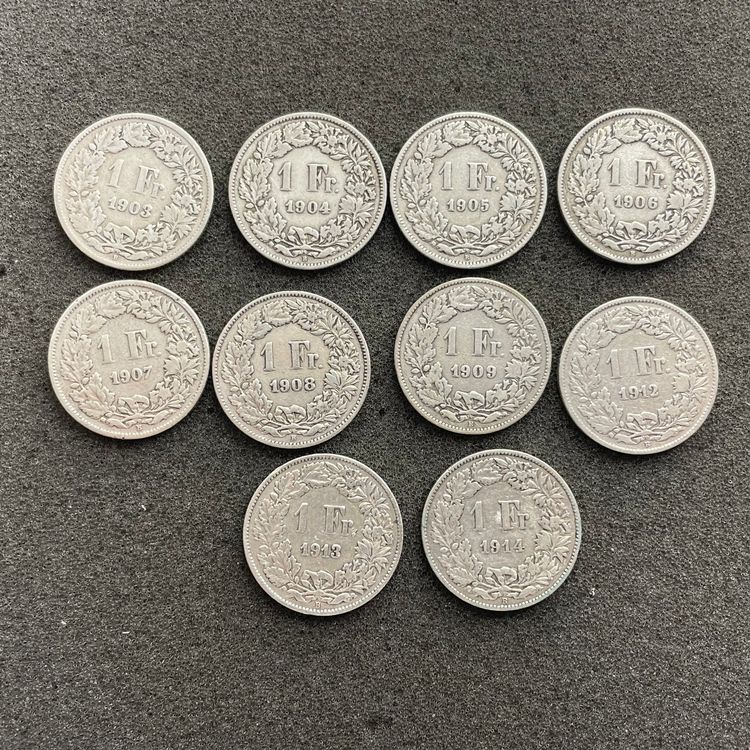 10 x 1 Franken Silber 1903 bis 1914 selten (Gebraucht) in Reitnau für CHF 27 – mit Lieferung auf ...