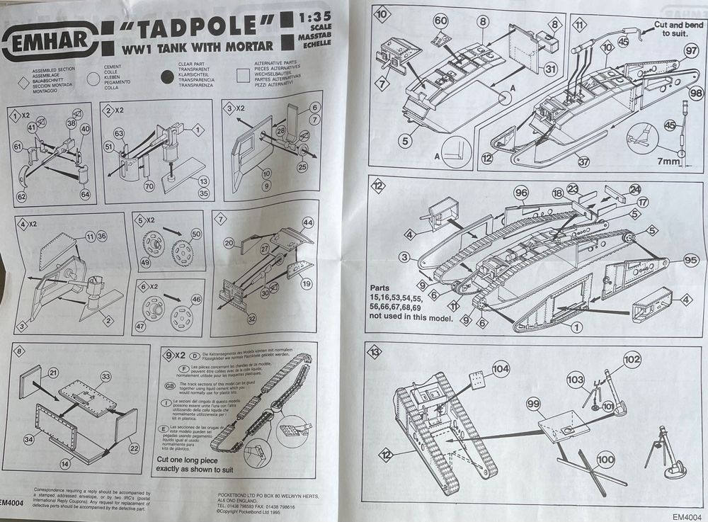 Vintage Emhar Tadpole WW1 Tank with Rear mortar Bausatz 1995 | Kaufen ...