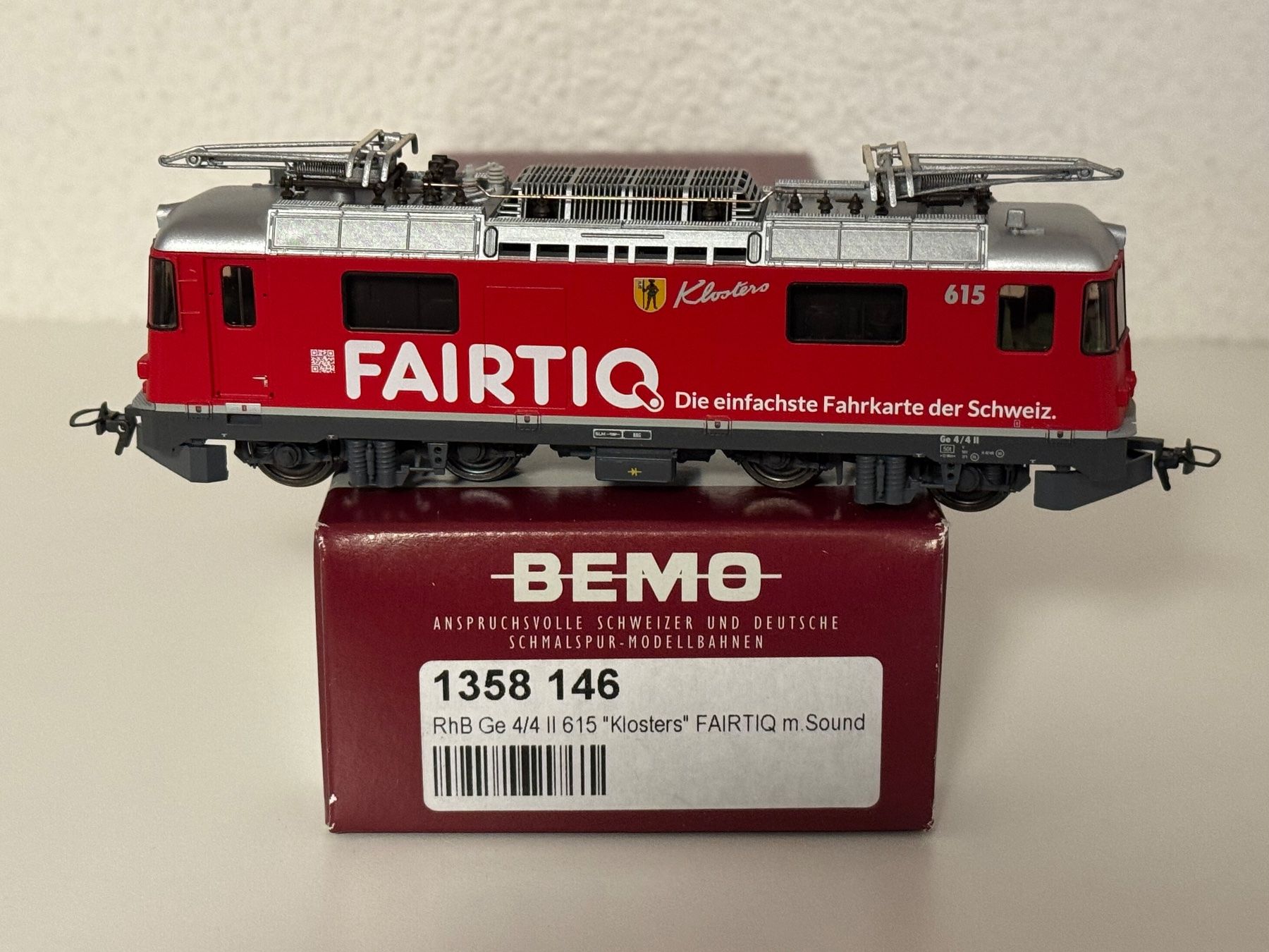 Bemo H0m1358 146 Ge 4/4 II 615 Klosters FAIRTIQ ESU V5 SOUND (Neu ...