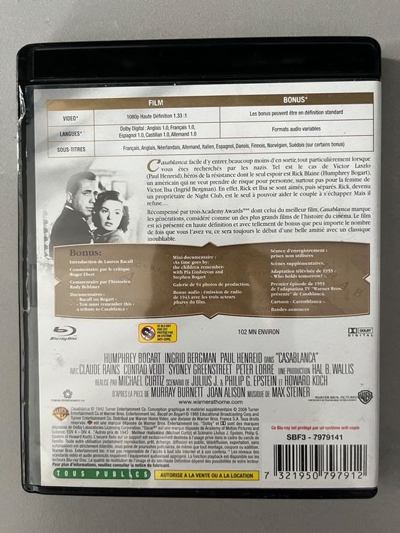 Casablanca (1942) Blu-ray 📀 (Neu (gemäss Beschreibung)) in Sierre für CHF 9.95 – mit Lieferung ...