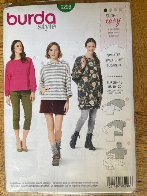 Schnittmuster Burda super easy 6296 Sweater in 3 Varianten (Neu und ...