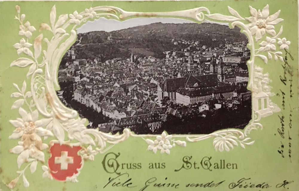 Gruss aus St. Gallen, Echtfoto, Prägedruck, Jugendstil, 1902 | Kaufen auf Ricardo