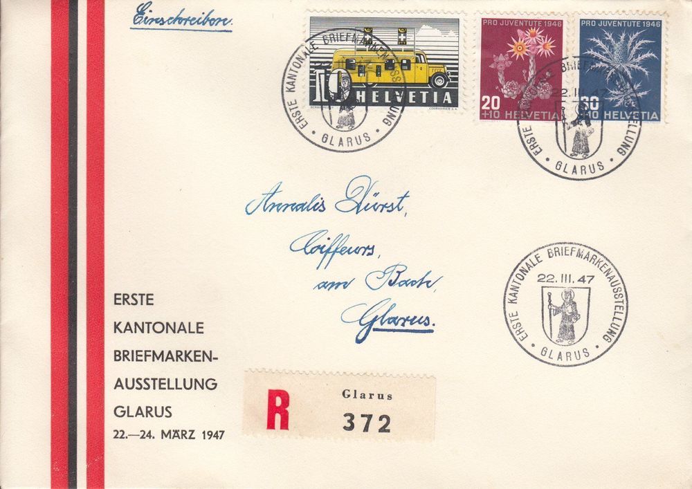 1. Kant. Briefm.Ausstellung Glarus 1947 (Gebraucht) in Bürglen TG für CHF 4.5 – mit Lieferung ...