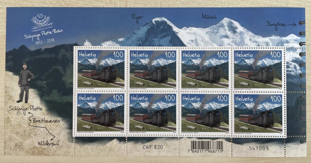 Bogen Schynige Platte-Bahn 125 Jahre, 2018, Postfrisch (Neu (gemäss Beschreibung)) in Weiningen ...