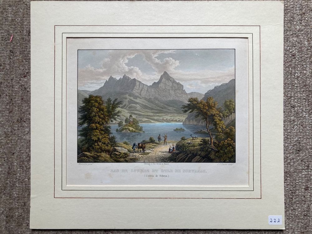 Antiker Stich, koloriert, "Lac de Lowerz" J.J. Tanner (Gebraucht) in Adliswil für CHF 110 – nur ...