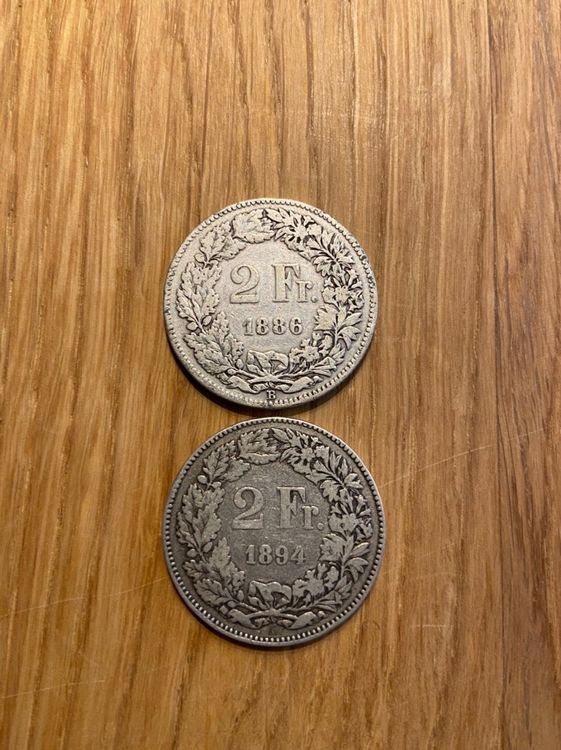 2 Stück 2 Franken Silber 1886 & 1894 | Kaufen auf Ricardo