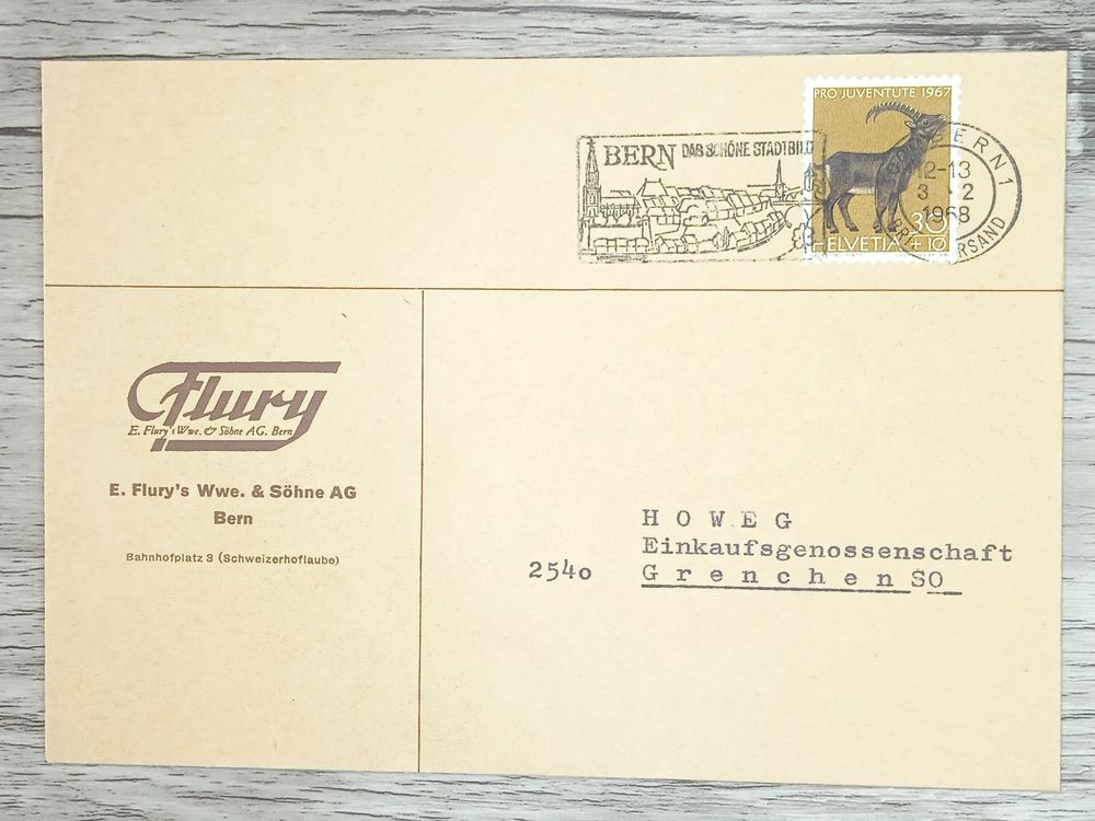 TR17 Enveloppe + Timbre Suisse 1968 (Gebraucht) in Cousset für CHF 0.65 – mit Lieferung auf ...