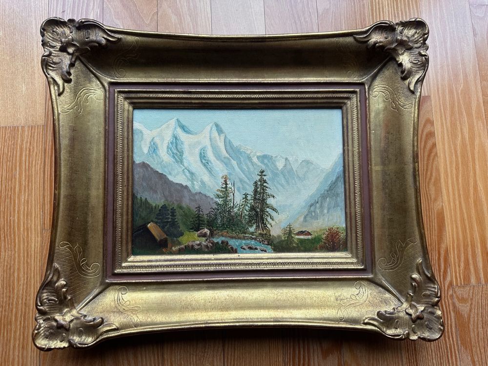Bilderrahmen antik mit Gemälde Schweizer Berge (Gebraucht) in Küsnacht ZH für CHF 30 – nur ...