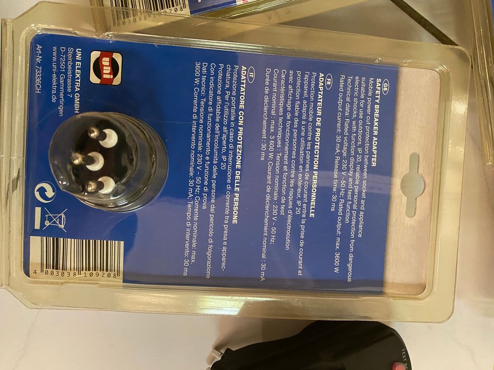 7x FI Fehlerschutz Stecker Typ13 30mA RCD LS Sicherung 0.03A (Neu und originalverpackt) in ...