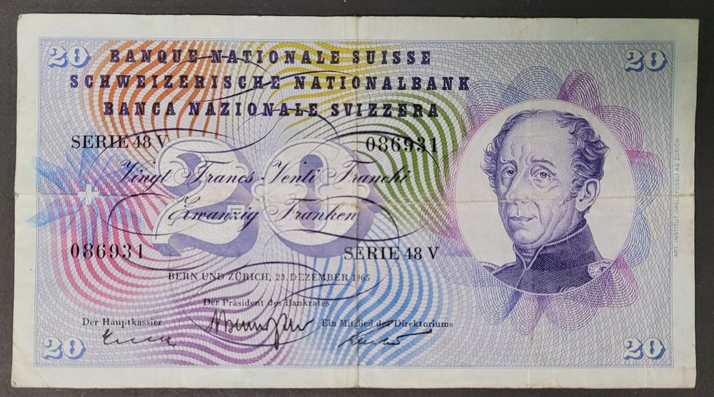 20 SCHWEIZER FRANKEN 1965 | Kaufen auf Ricardo