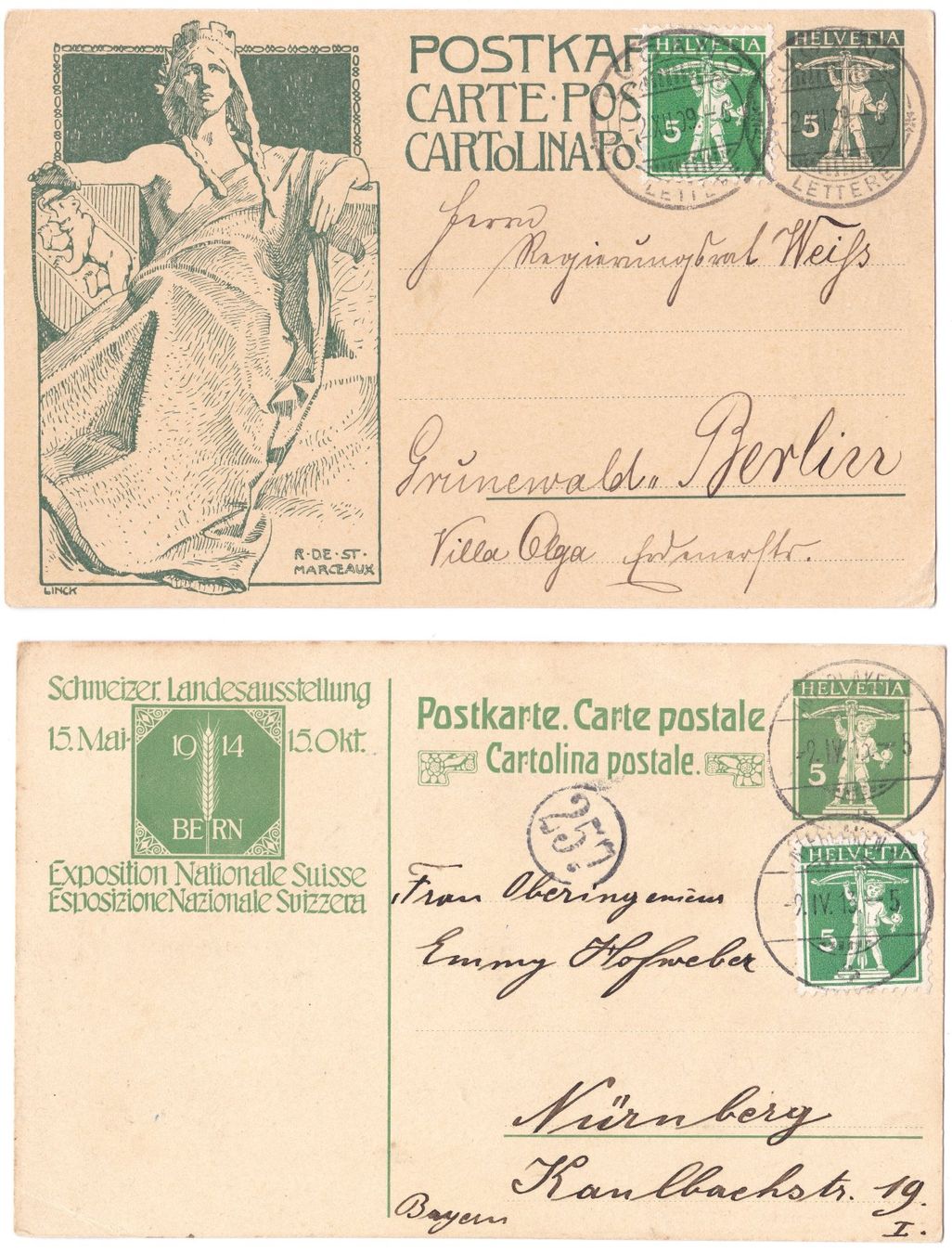 5+5: 4 PK Tellknabe Typ I, II + II 1909–14 ins Ausland (Gebraucht) in ...