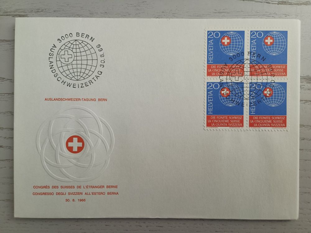 1966 FDC die fünfte Schweiz Viererblock (Gebraucht) in Dübendorf für CHF 0.45 – mit Lieferung ...