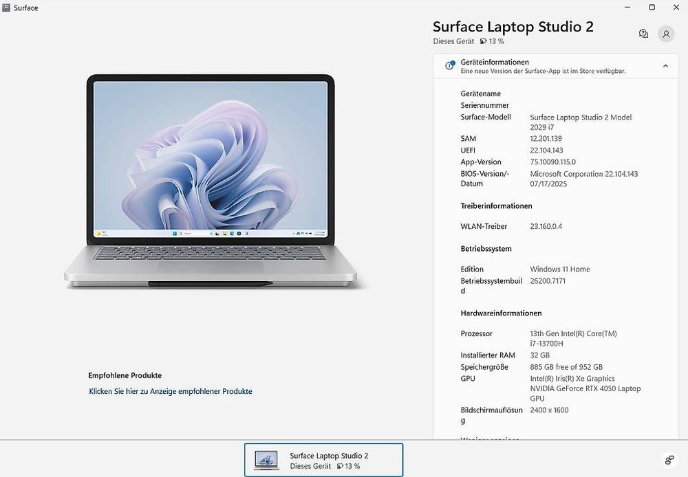 Surface Laptop Studio 2 / 32GB / 1TB / RTX 4050 (Gebraucht) in ...