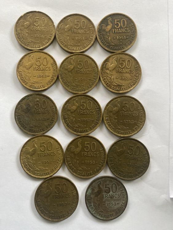 50 Francs Coq 1951, 1952, 1953 République Française (Gebraucht) in ...