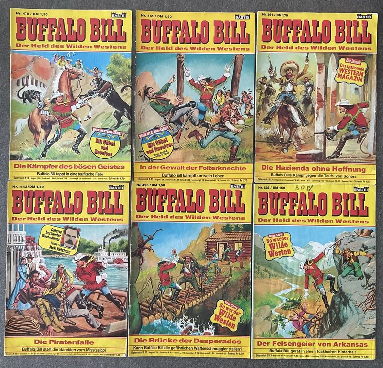 6 Stk. Buffalo Bill Comics, Held des Wilden Westens, Top! (Gebraucht ...