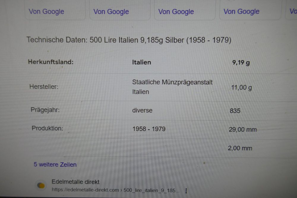 22 x 500 Lire Silbergehalt 835 aus Sammlungsende | Kaufen auf Ricardo