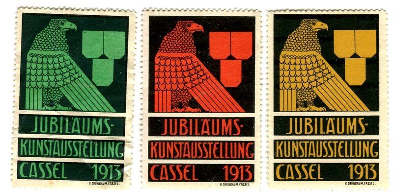 Reklamemarken "Jubiläums-Kunstausstellung Kassel 1913". (Gebraucht) in ...