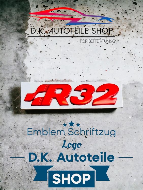 VW R32 Emblem Schriftzug Logo aus Metall NEU in Rotmatt | Kaufen auf ...