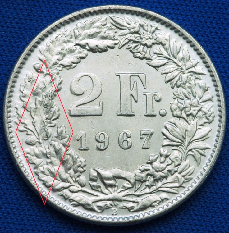 Silberner 2.- Jg. 1967 / Stempelriss (Gebraucht) in Mühlethal für CHF 15 – mit Lieferung auf ...